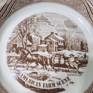 Vintage Transferware 10 Inch Pie Plate American Farm Scene by Currier ...
