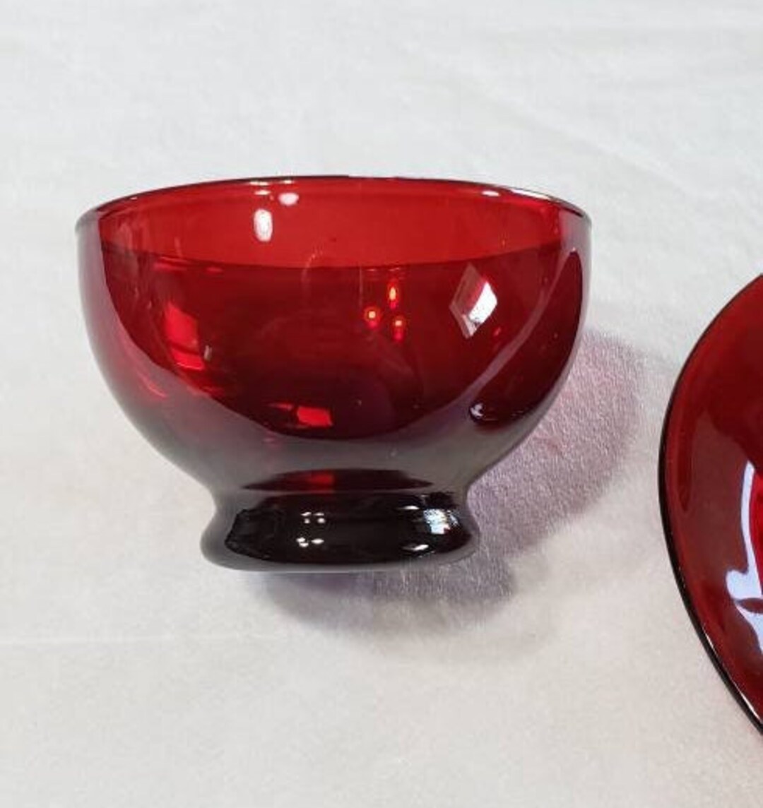 Vintage 2 Royal Ruby by Anchor Hocking BALTIC Small Footed Sherbets ...