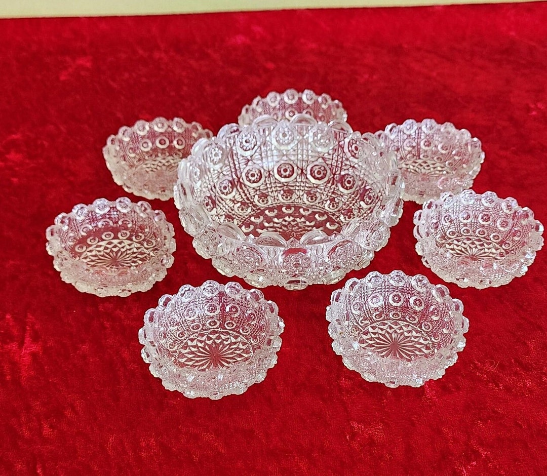 Antique 1912 EAPG Lacy Daisy Master Salt Cellar With 7 Individual Salts ...