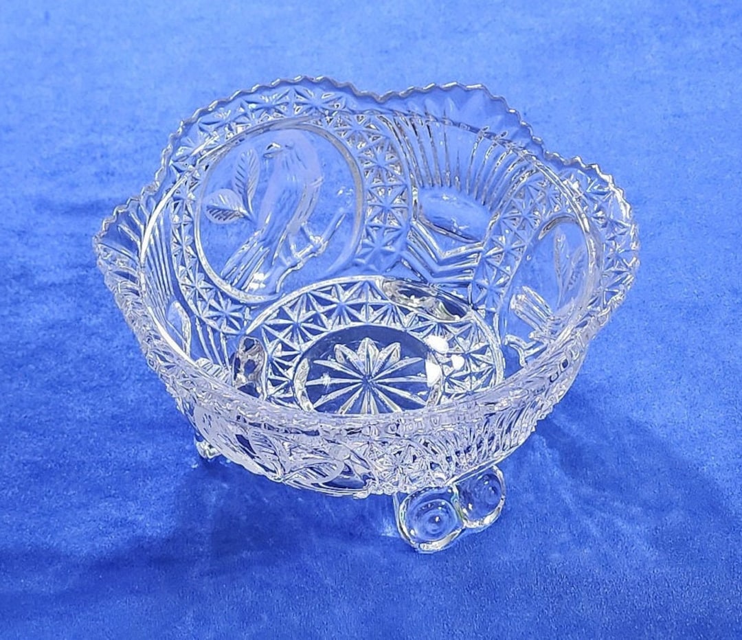 Vintage Byrdes Collection 3 Footed Bowl Lead Crystal by Hofbauer in ...