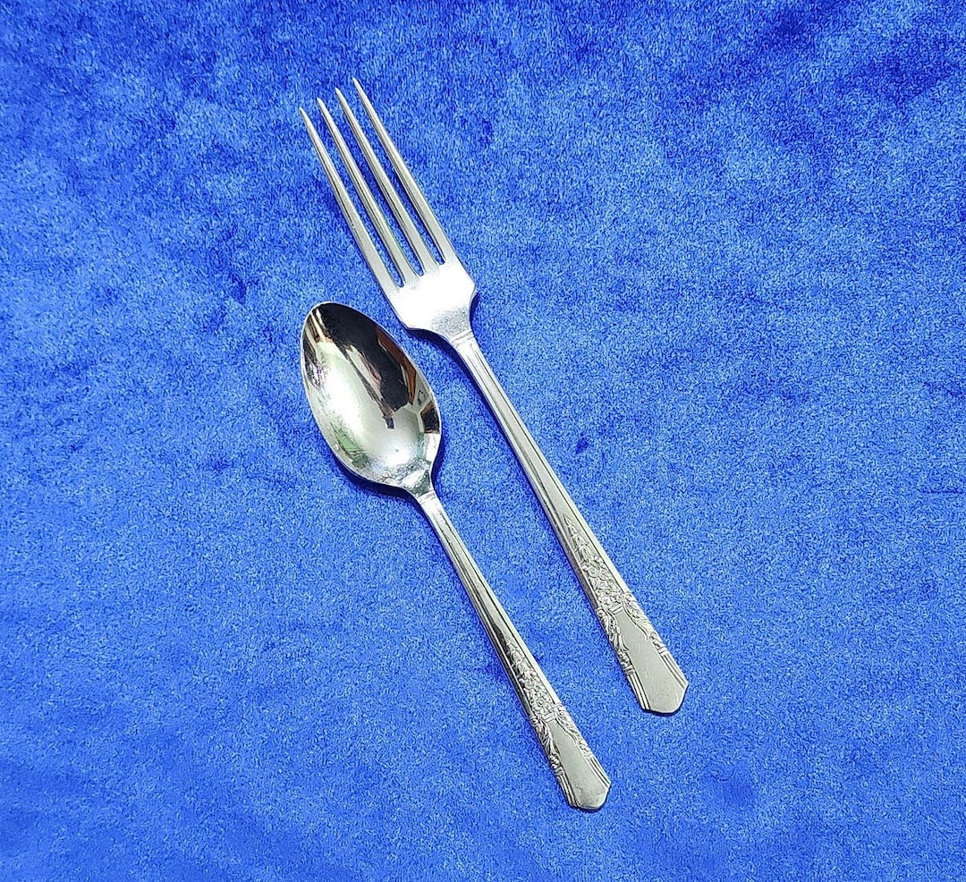 Vintage 1939 JASMINE Silverplate Fork and Spoon by Simeon L. & George H ...