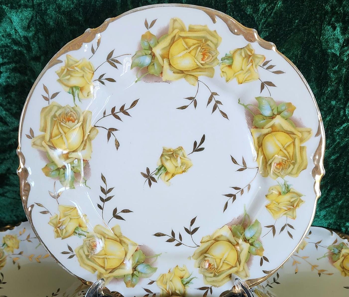 Antique Erdmann Schlegelmilch ES Prussia 1811 Yellow Rose Plate 9 1/4 ...