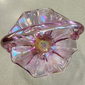 Vintage Fenton Basket Stretch Glass QVC Irridescent Puple Paneled ...