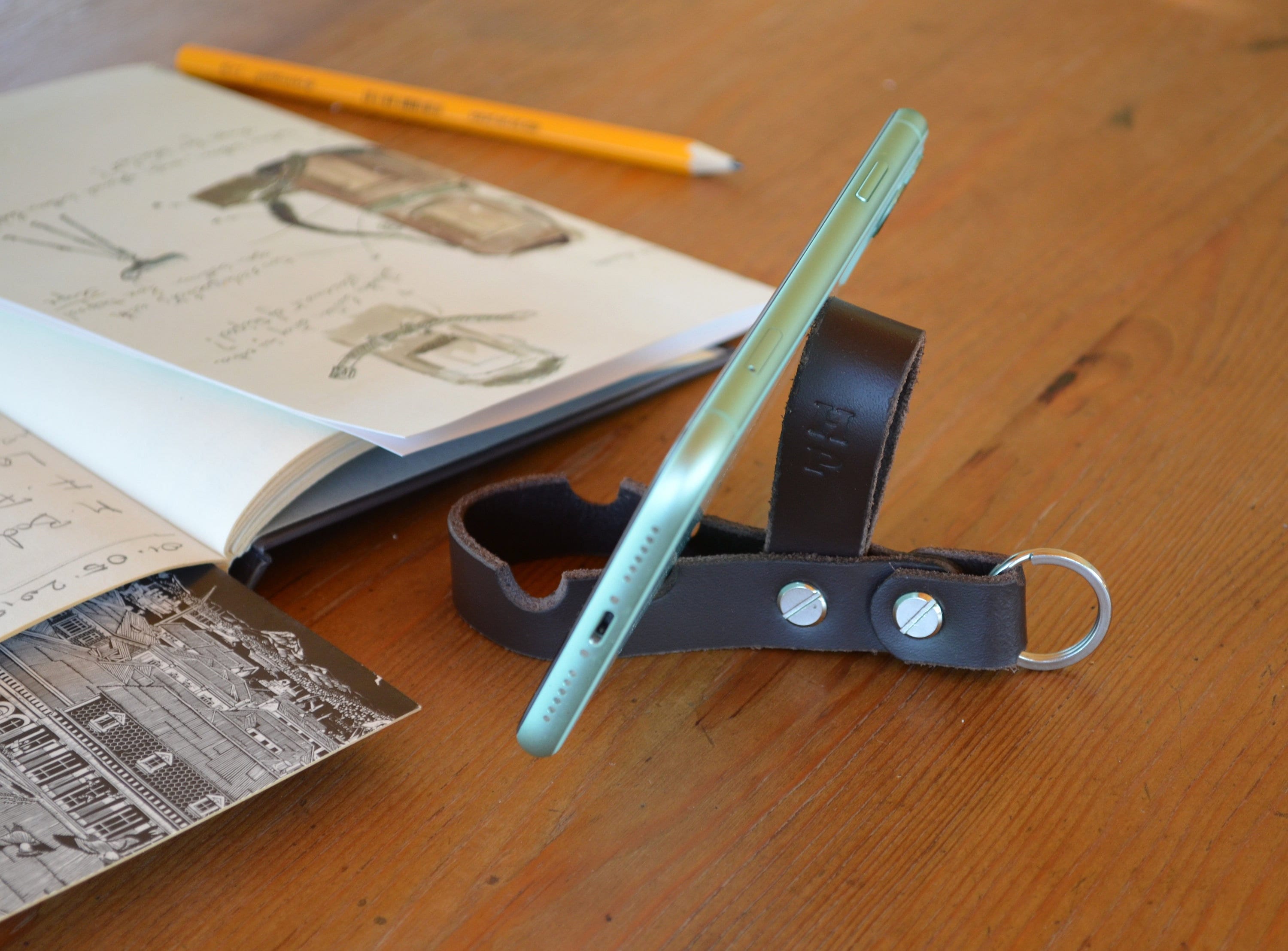 Leather Keychain With Phone Stand - Etsy