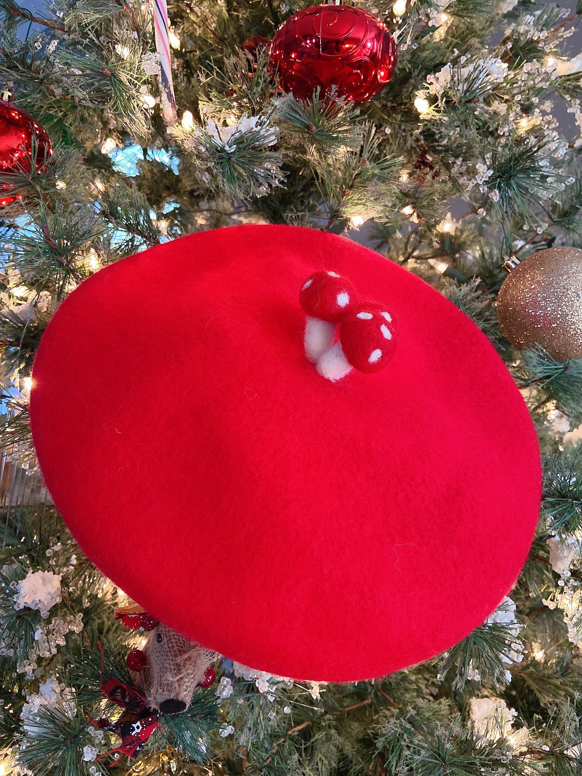 Mushroom Beret Red Beret Hat Beret Hat French Beret Wool | Etsy