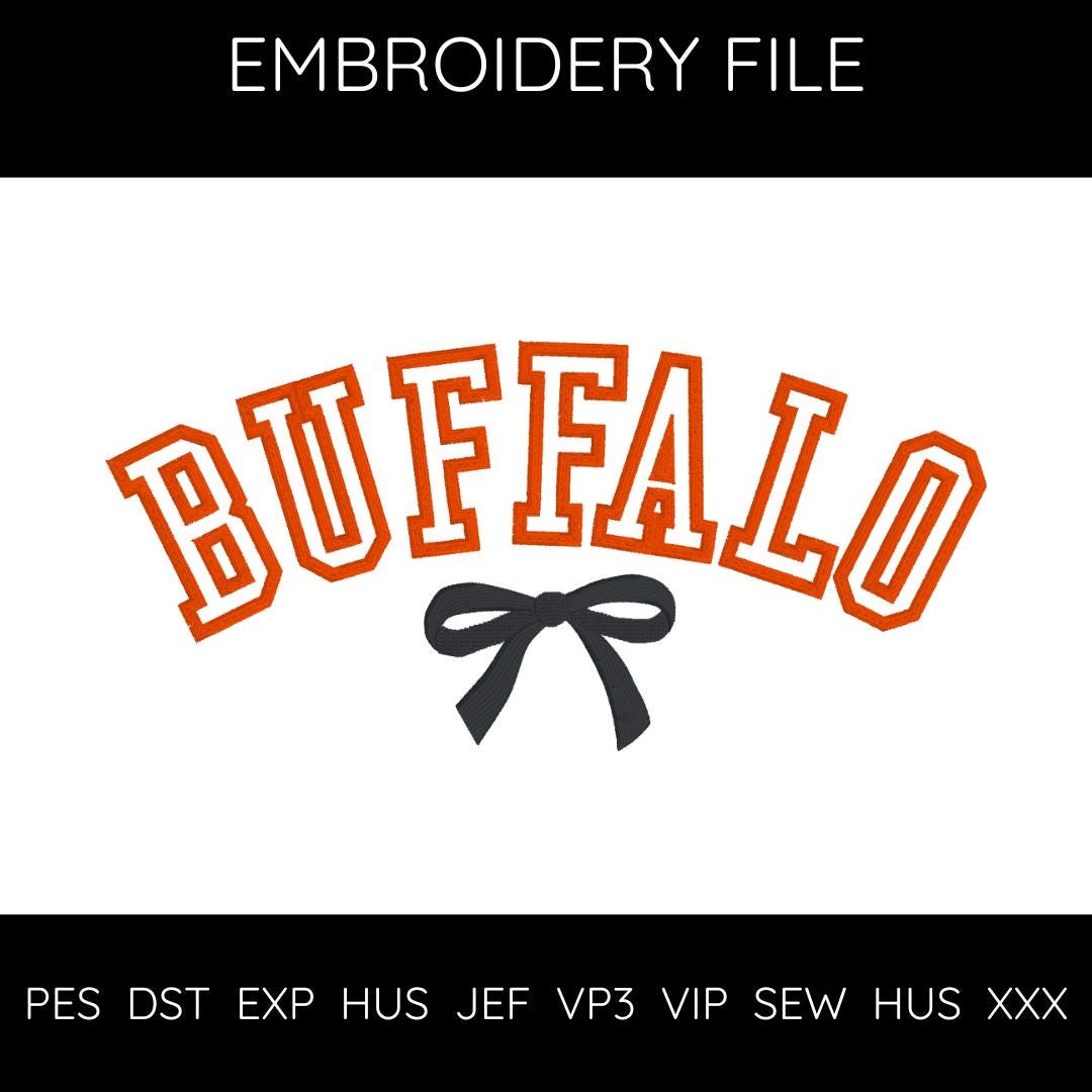 Buffalo Varsity Embroidery Design With Bow - School Spirit Embroidery ...