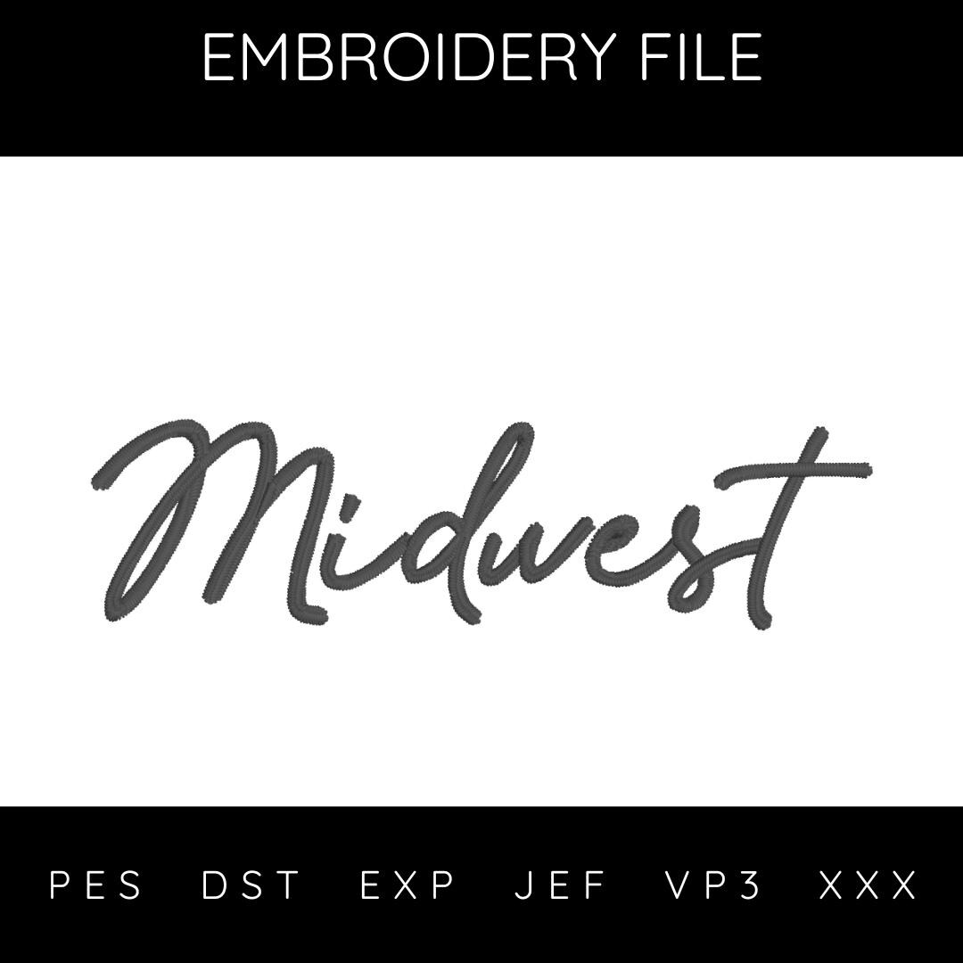 Midwest Script Hat Embroidery Design | Hat Embroidery File | Instant ...