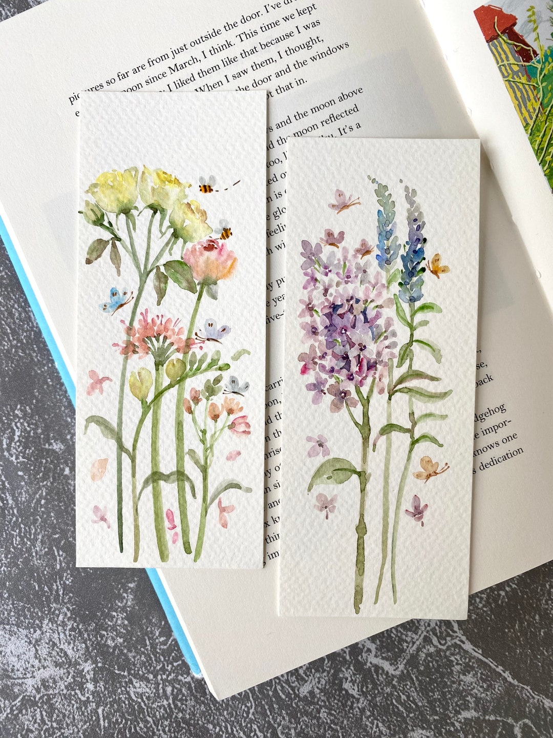 Botanical Garden Bookmarks Original Watercolor Painting Set - Etsy