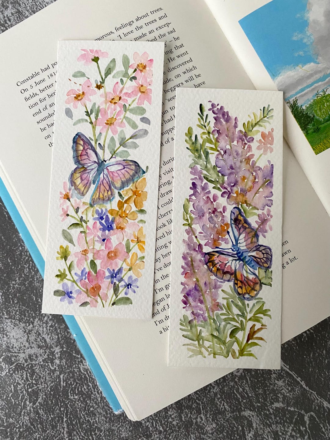 Watercolor Butterfly Bookmarks: Original Hand-painted Art, Set of 2 - Etsy