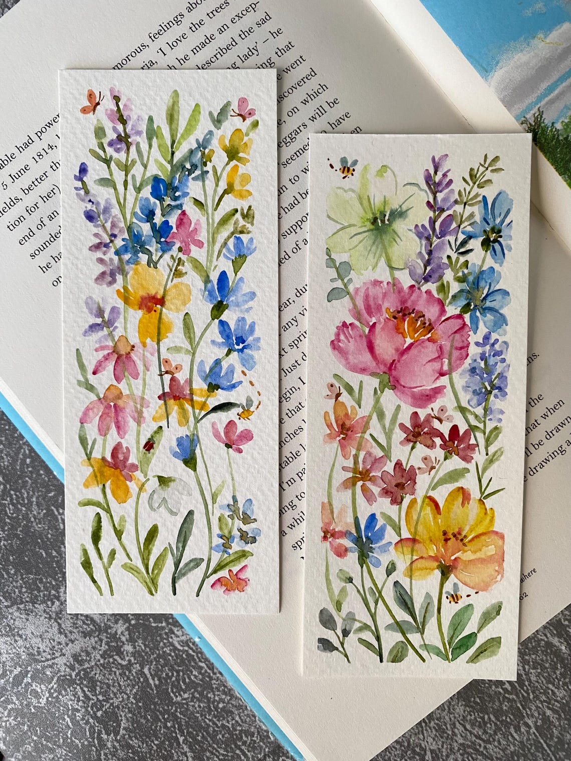 Spring Garden Bookmarks, Original Watercolor Painting, Set of 2, Gift ...