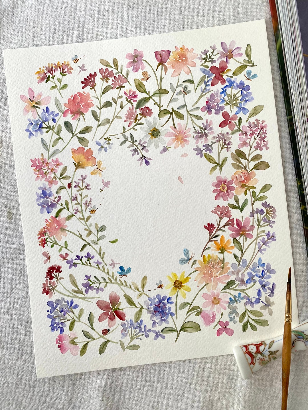 Flower Frame, Original Hand Painted, Watercolour Art, Not a Print, 8 ...