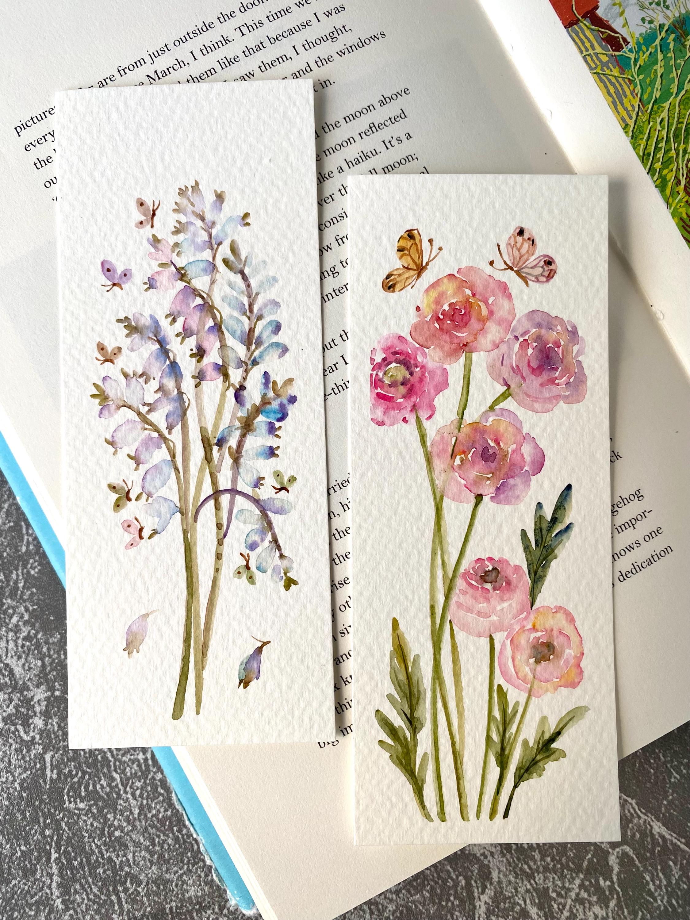 Spring Delight Bookmarks, Original Watercolor Painting, Set of 2, Size ...