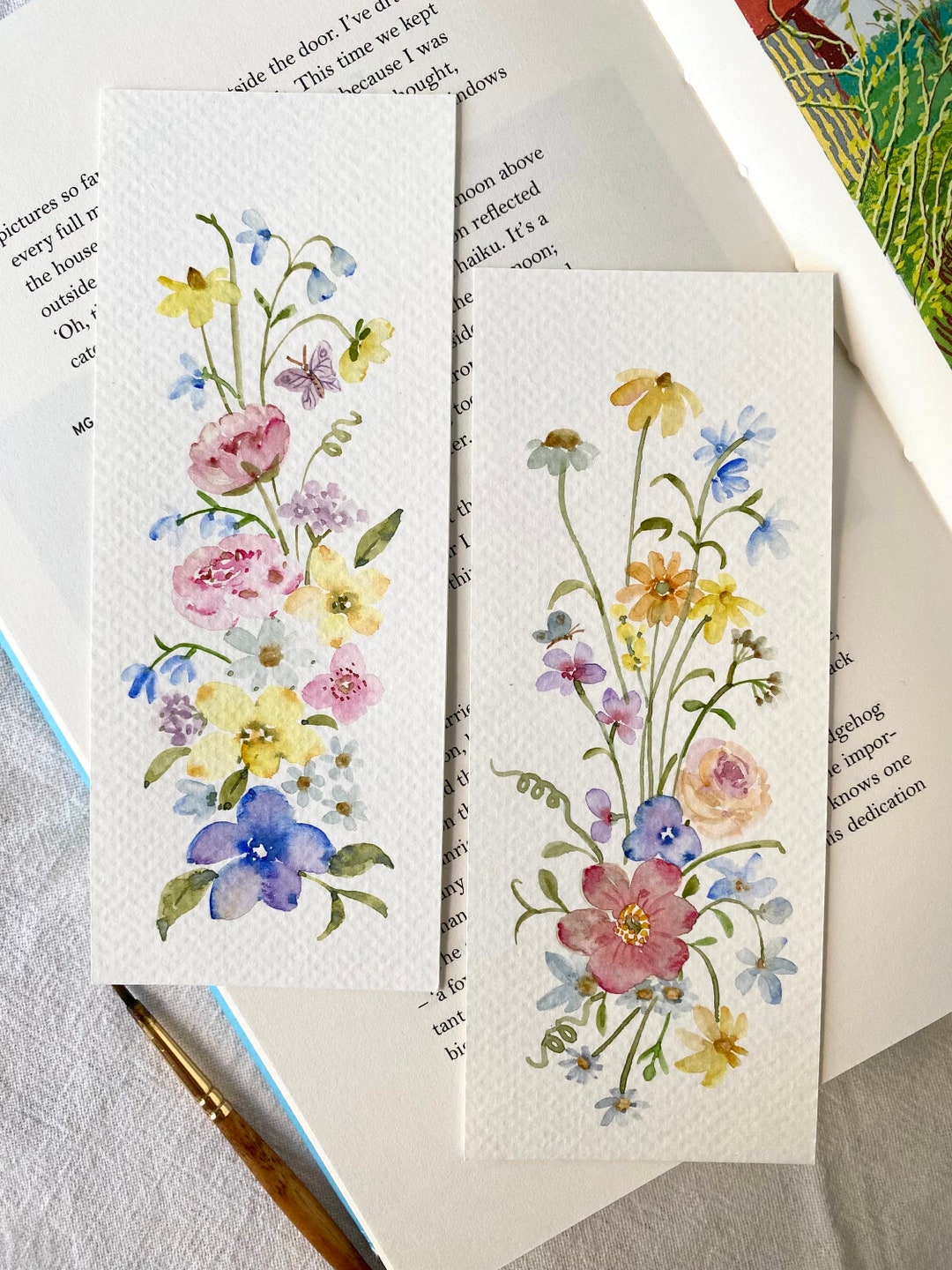 Spring Bouquet Bookmarks, Original Watercolor Painting, Set of 2, Size ...
