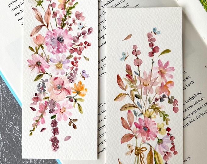 Autumn Bouquet Bookmarks, Original Watercolor Painting, Set of 2, Size ...