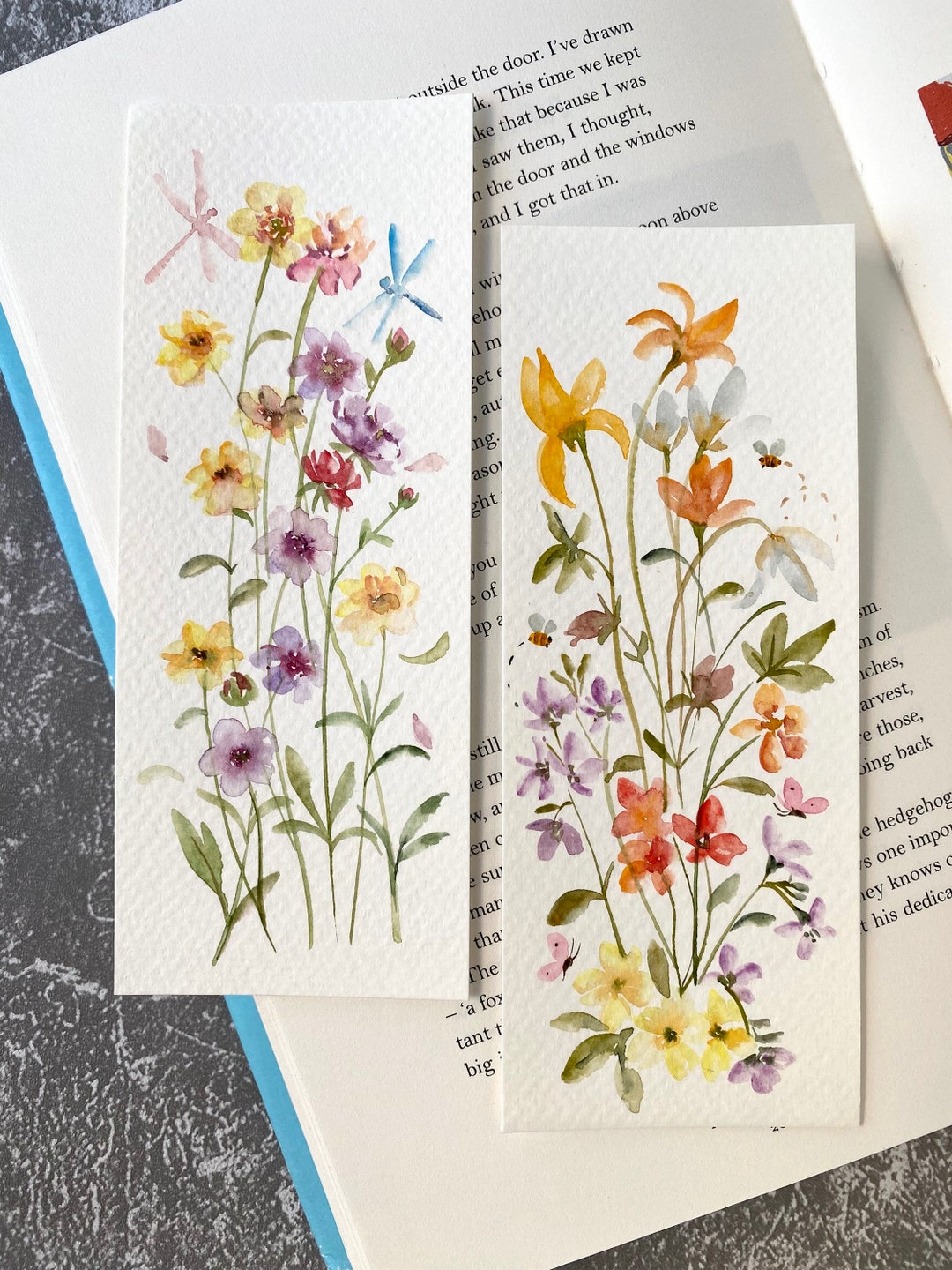 Flower Garden Bookmarks, Original Watercolor Painting, Set of 2, Size 2 ...