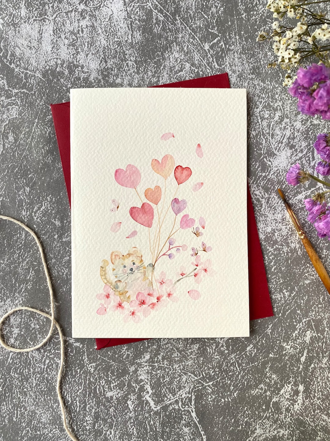 Cute Animal Greeting Card, Watercolor Greeting Card, Original ...