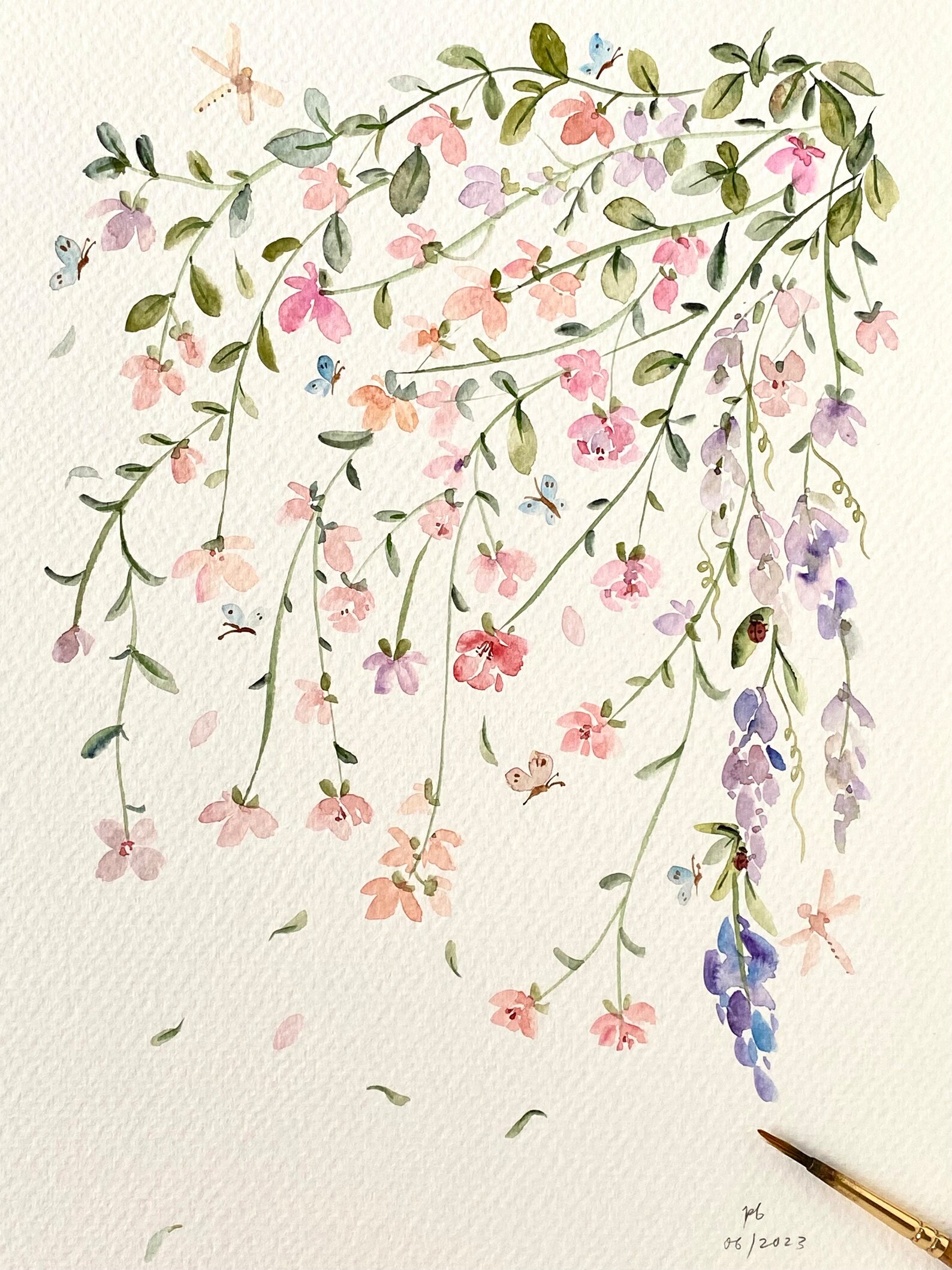 Flower Breeze, Original Hand Painted, Wall Decor, Watercolour Art, Not ...