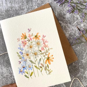 Flower Garden Card, Watercolor Greeting Card, Original Watercolor ...