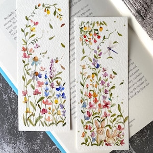 Flower Garden Bookmarks, Original Watercolor Painting, Set of 2, Size 2 ...