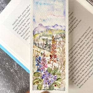 Floral Landscape Bookmarks, Original Watercolor Painting, Set of 2 ...