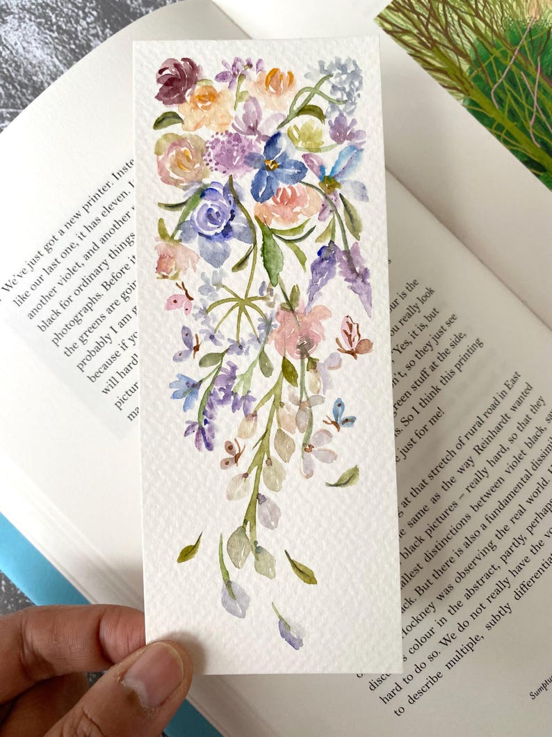 Flower Garden Bookmarks, Original Watercolor Painting, Set of 2, Size 2 ...