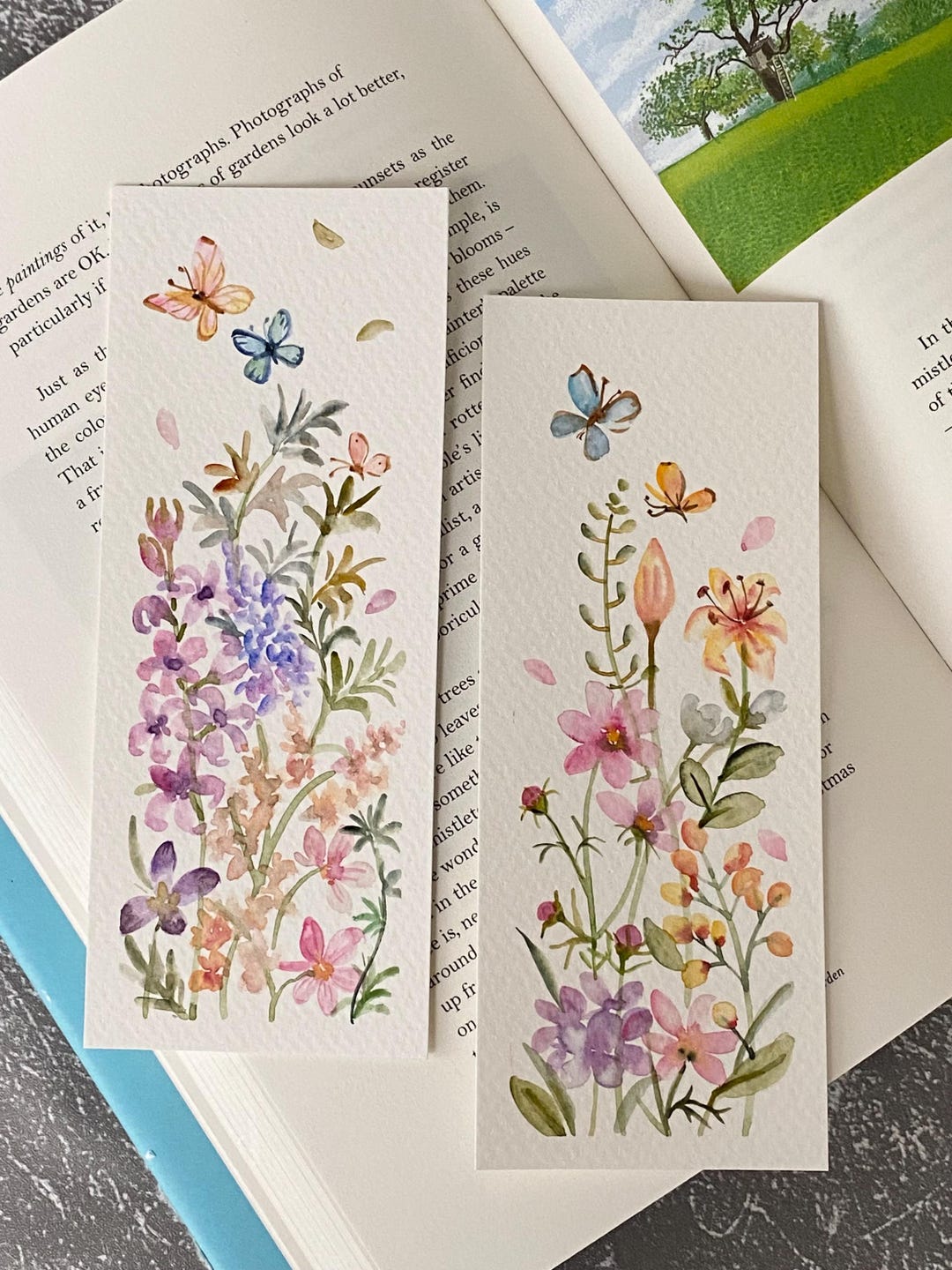 Watercolor Butterfly Bookmarks: Original Hand-painted Art, Set of 2 - Etsy