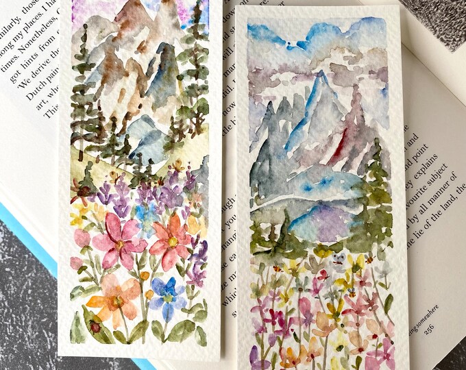 Mountain Landscape Bookmarks, Original Watercolor Painting, Set of 2 ...
