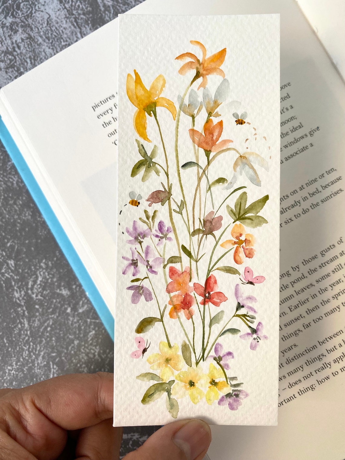 Flower Garden Bookmarks, Original Watercolor Painting, Set of 2, Size 2 ...
