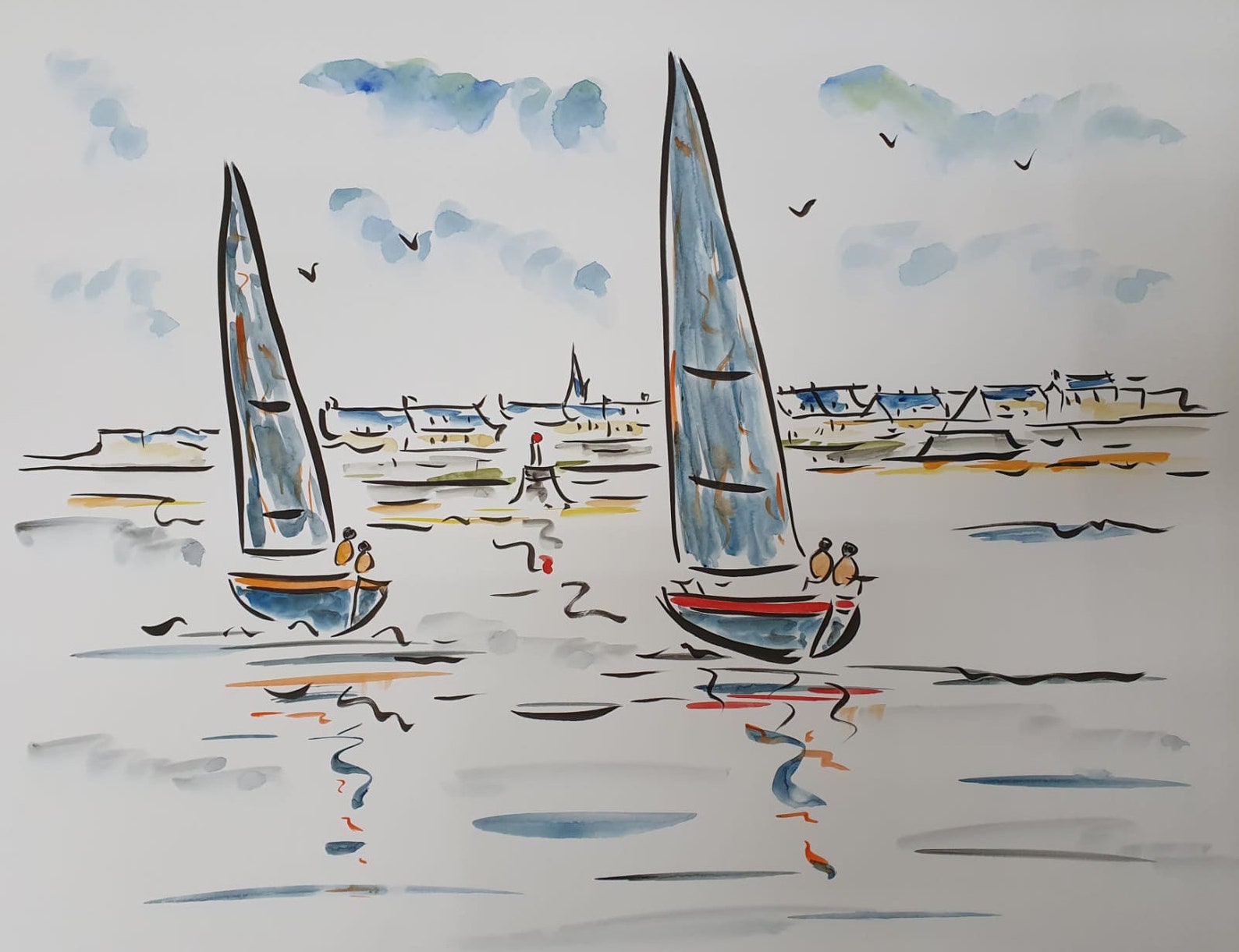 Aquarelles Départ de la Route du Rhum | Etsy Aquarelles Départ de la Route du Rhum | Etsy