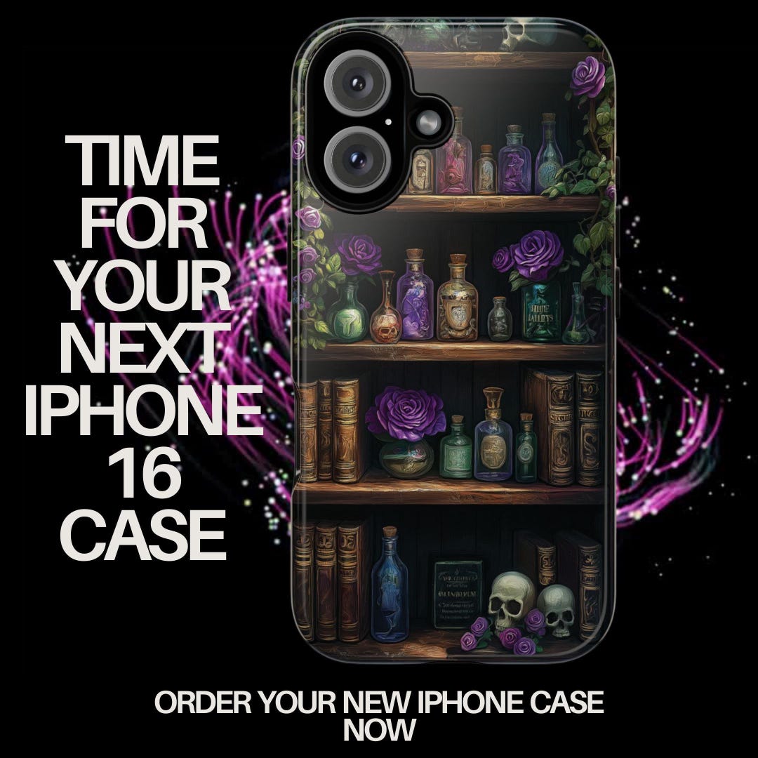 IPhone 16 Halloween Case, Gothic Floral Spellbook iPhone Case, Dark ...