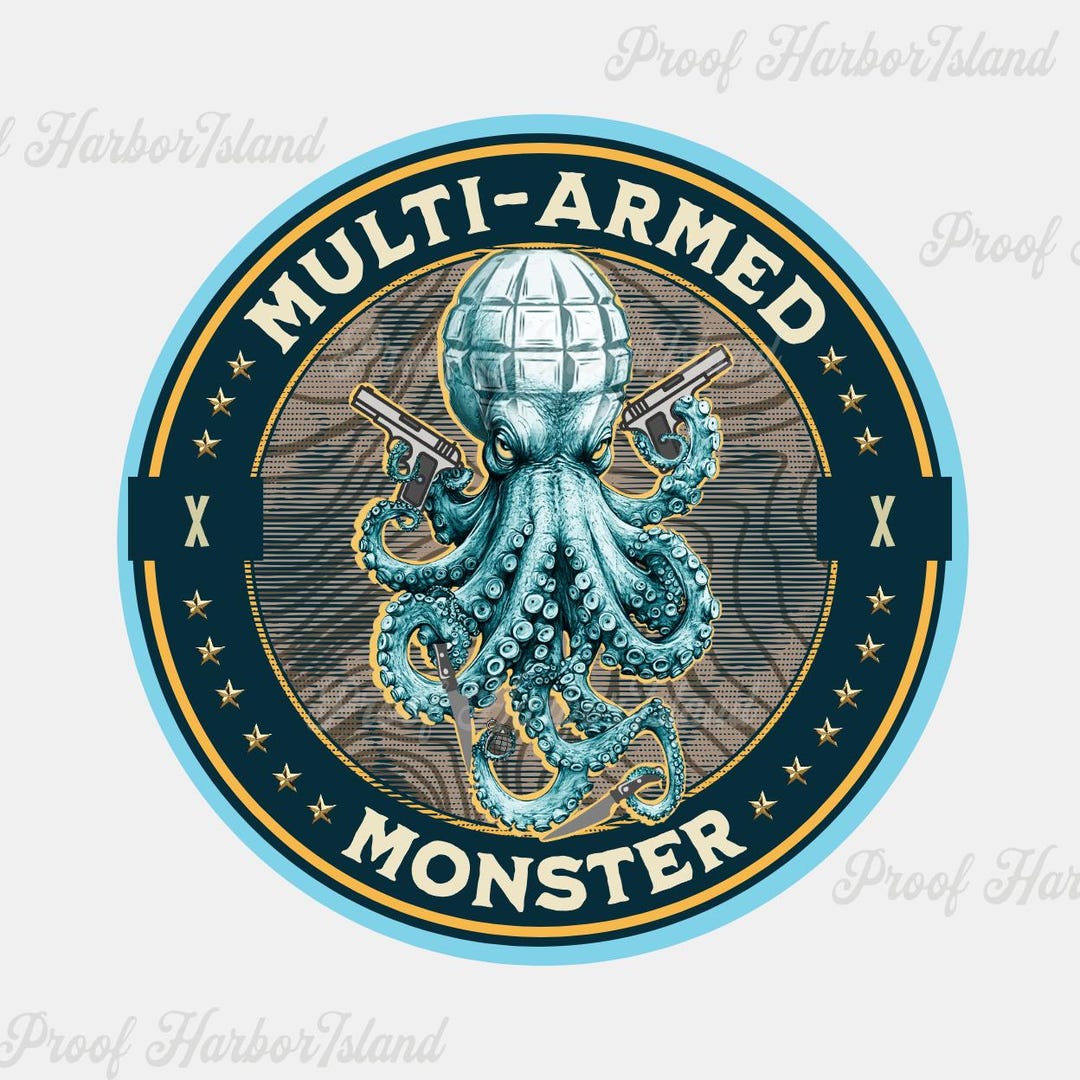 Multi-armed Monster Angry Octopus SVG PNG Digital Download for Stickers ...