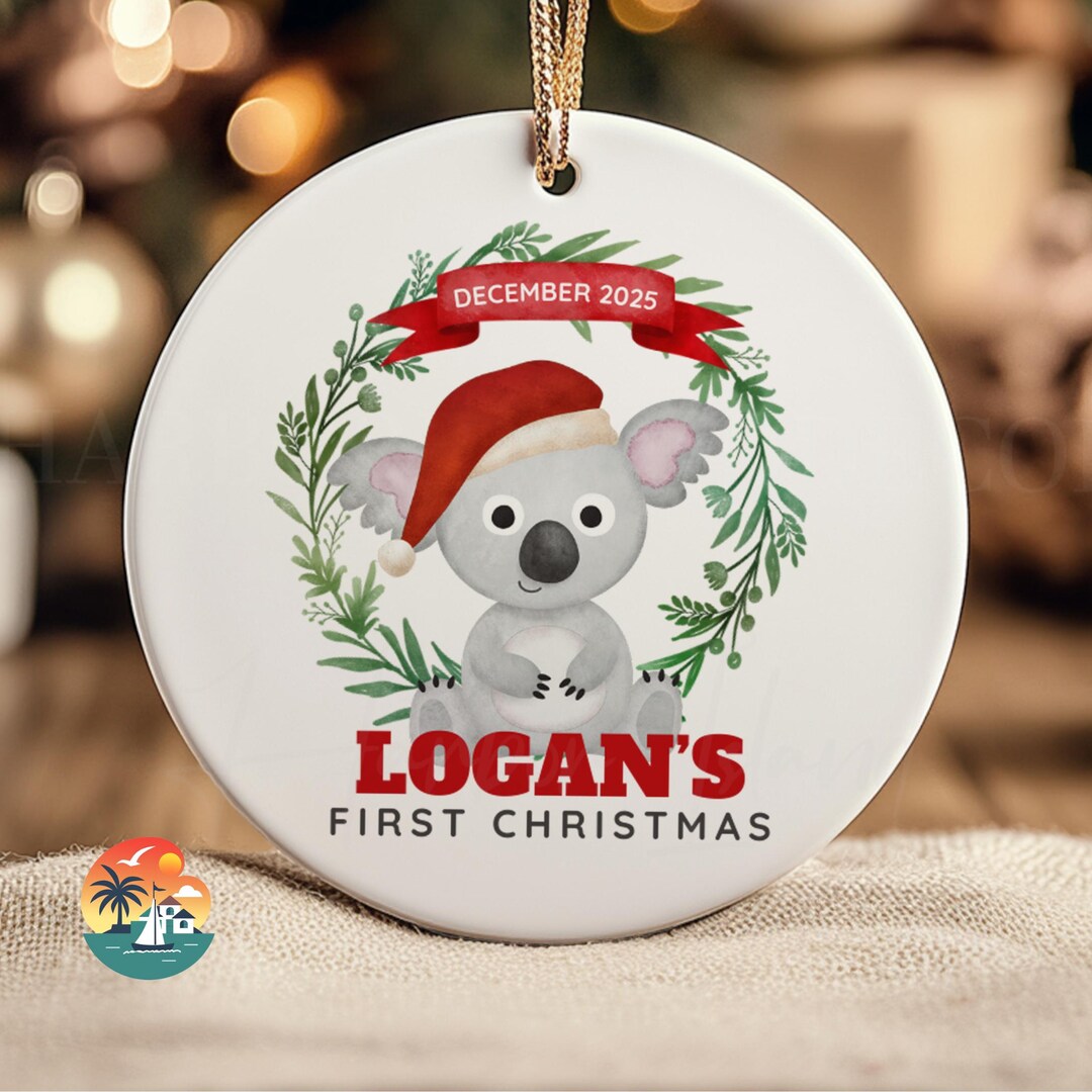 Baby's First Christmas Ornament: Koala Design - Matte 3 Inch Ceramic ...