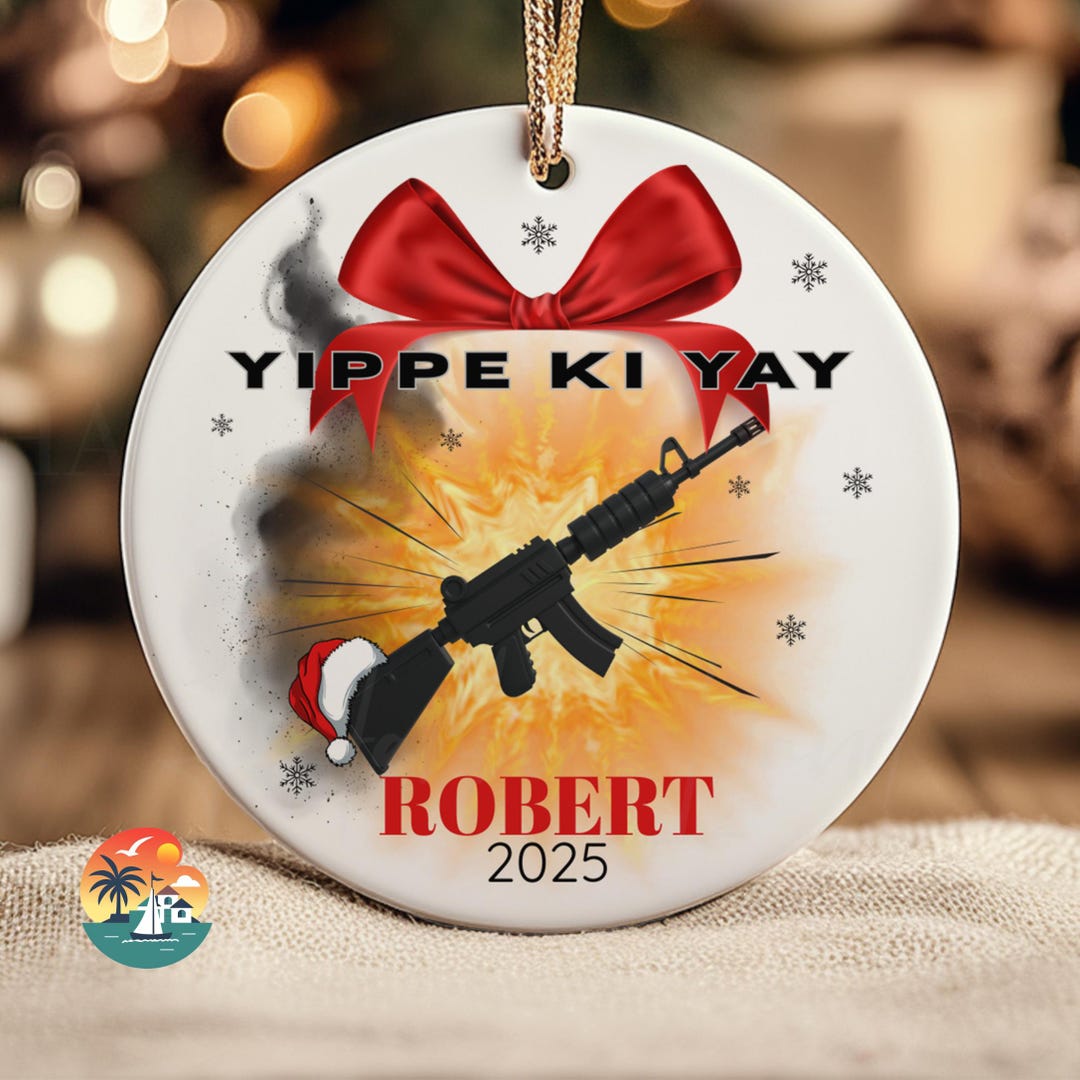 Funny 80s Action Movie Ornament - Yippee Ki Yay Military Holiday Decor ...