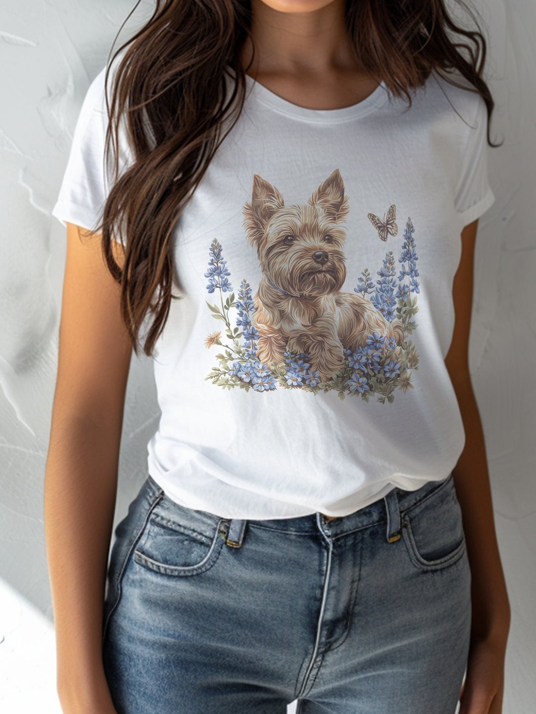 Yorkie Shirt Nature-inspired Bluebonnet Tee Moms Shirts for Gifts Dogg ...