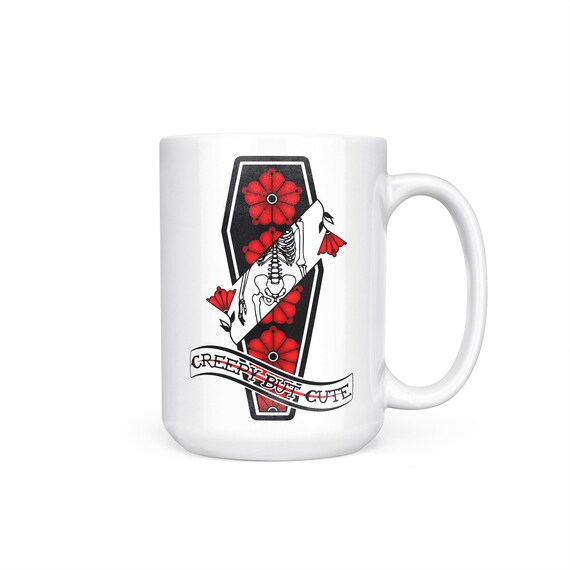 Creepy but Cute Skeleton Coffin Poppy Traditional Tattoo Style | Etsy