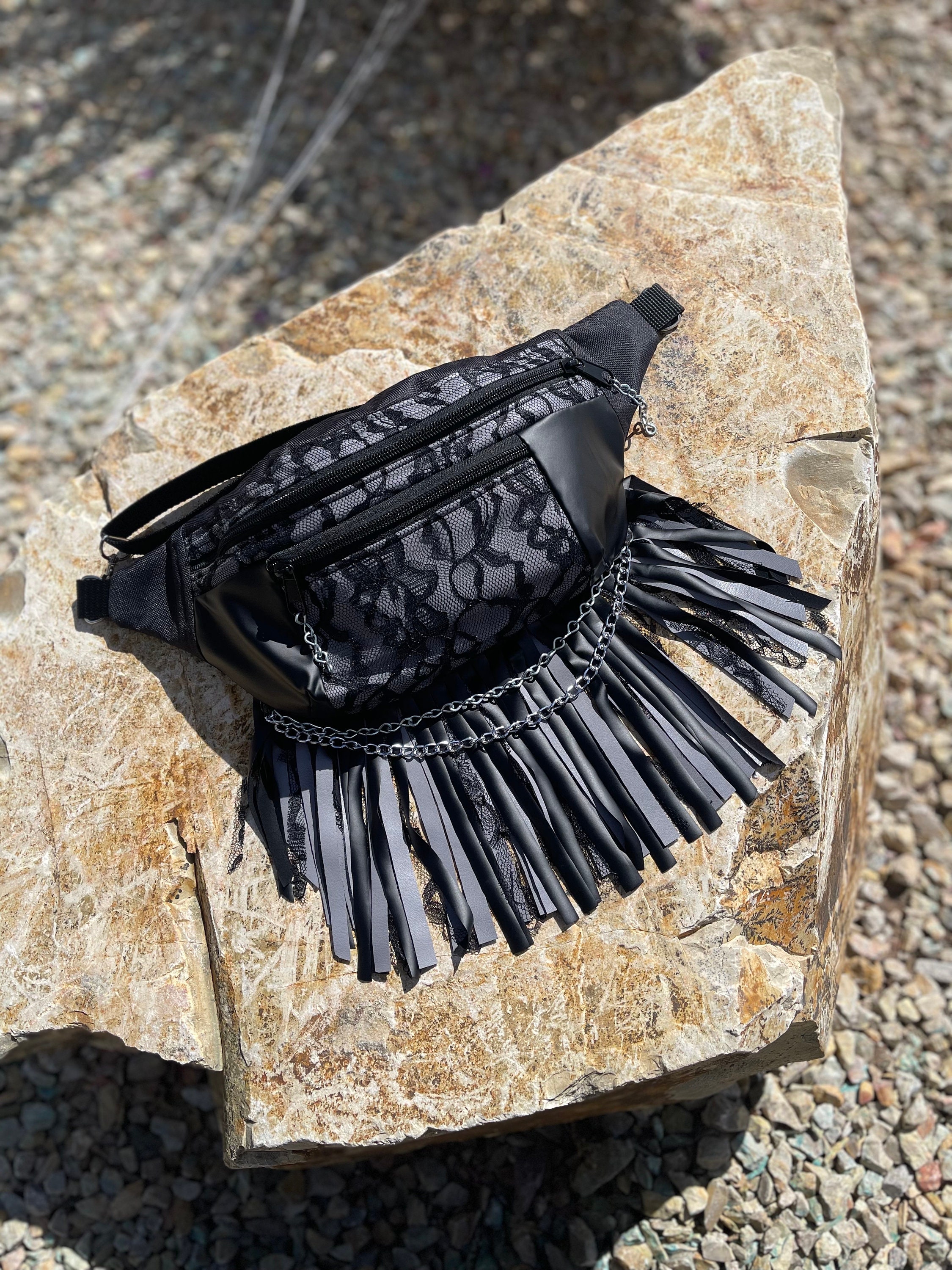 The Baddie Fanny Pack, Fringe Fanny Pack/ Fanny Pack/ Rocker Style - Etsy