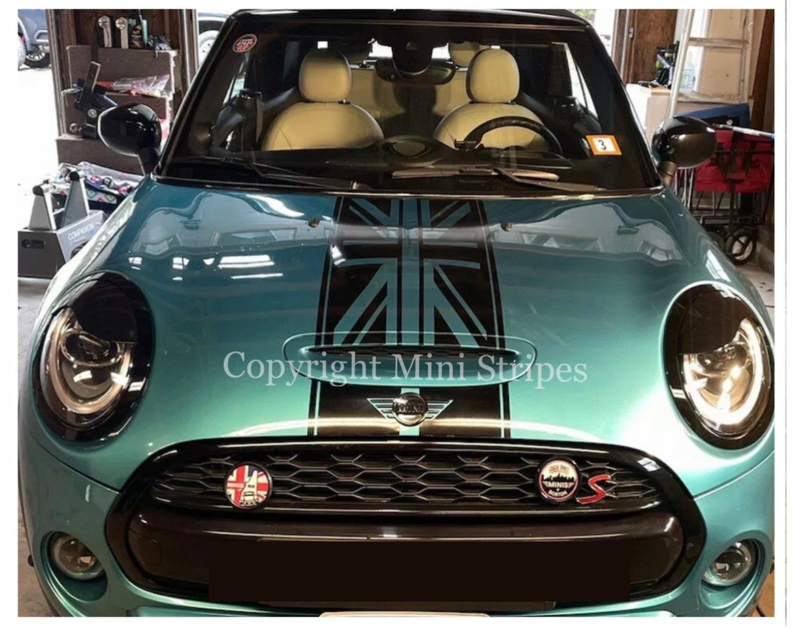 Mini Cooper / S Union Jack Bonnet Stripes 3rd Generation F56 / F55 Etc ...