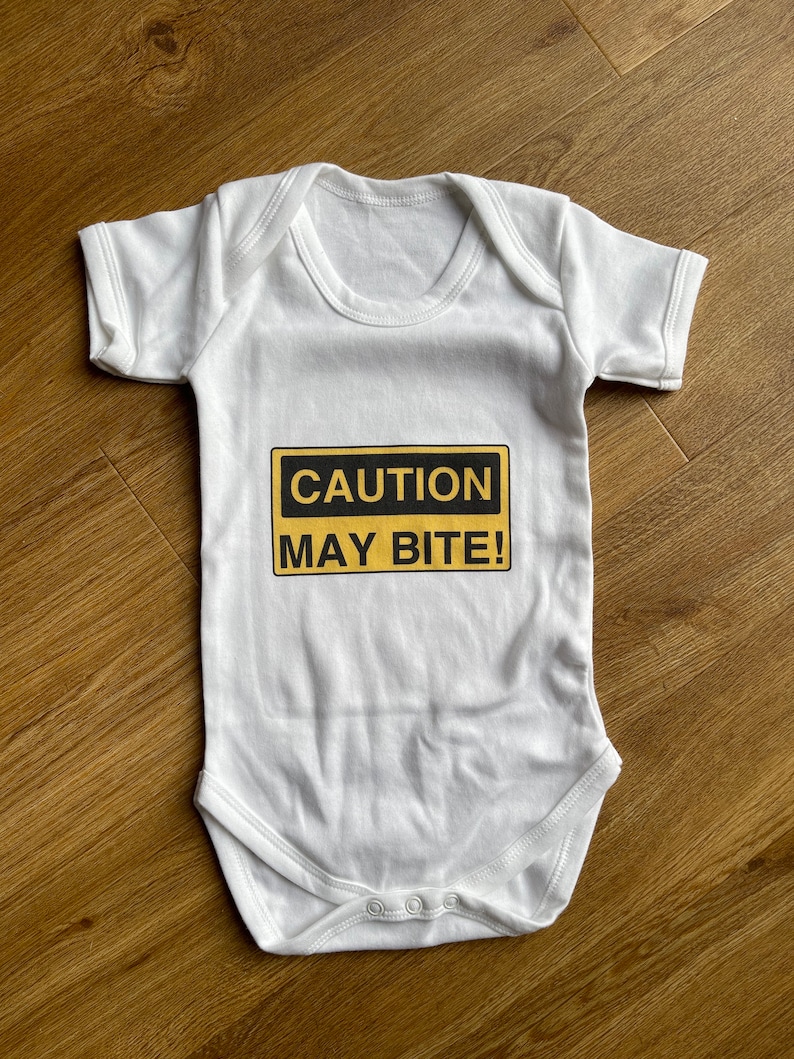Funny Baby Grow / Cute Gift Idea for Baby Shower “caution, May Bite ...