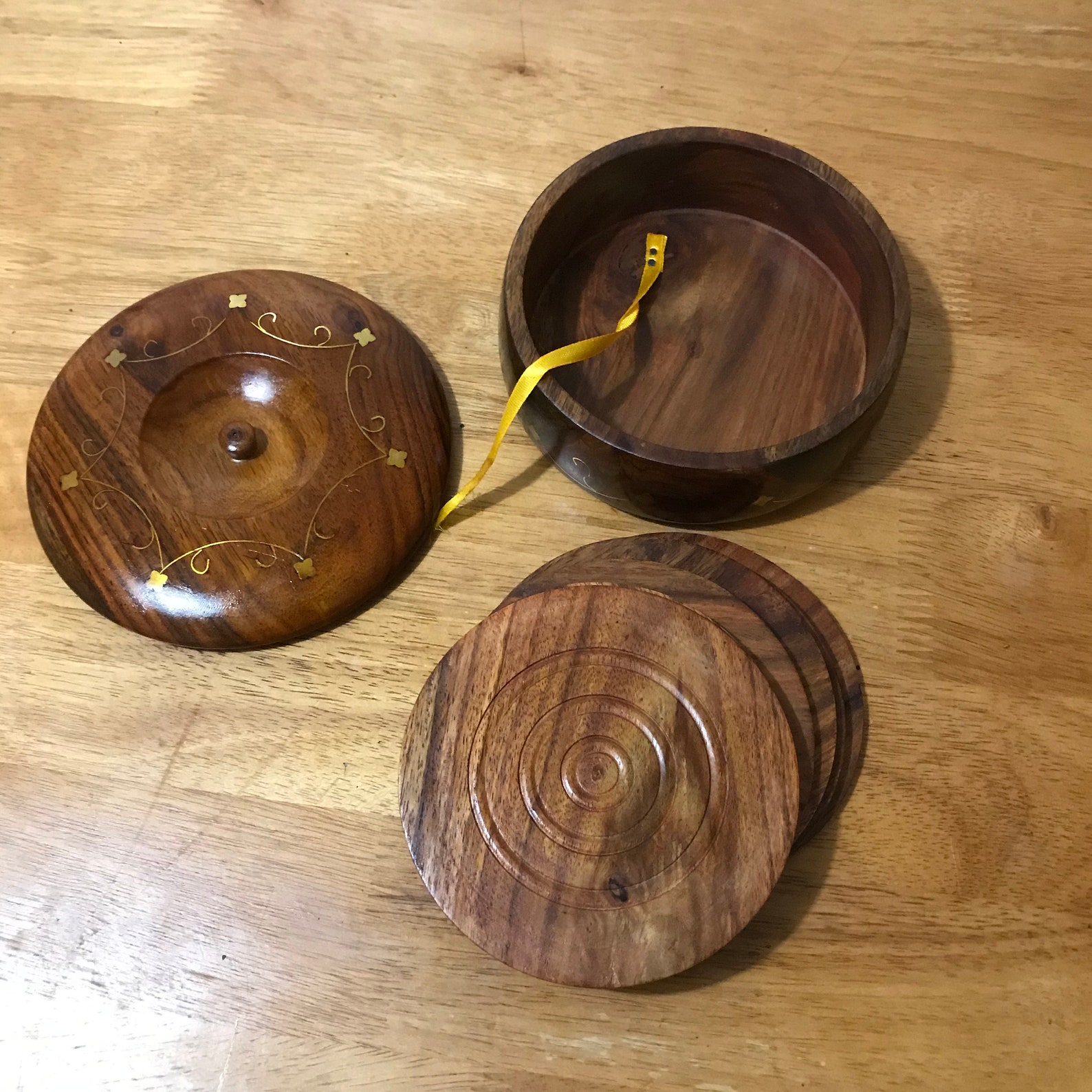 Carved Coasters brass Inlay Coaster Set Christmas Gift - Etsy