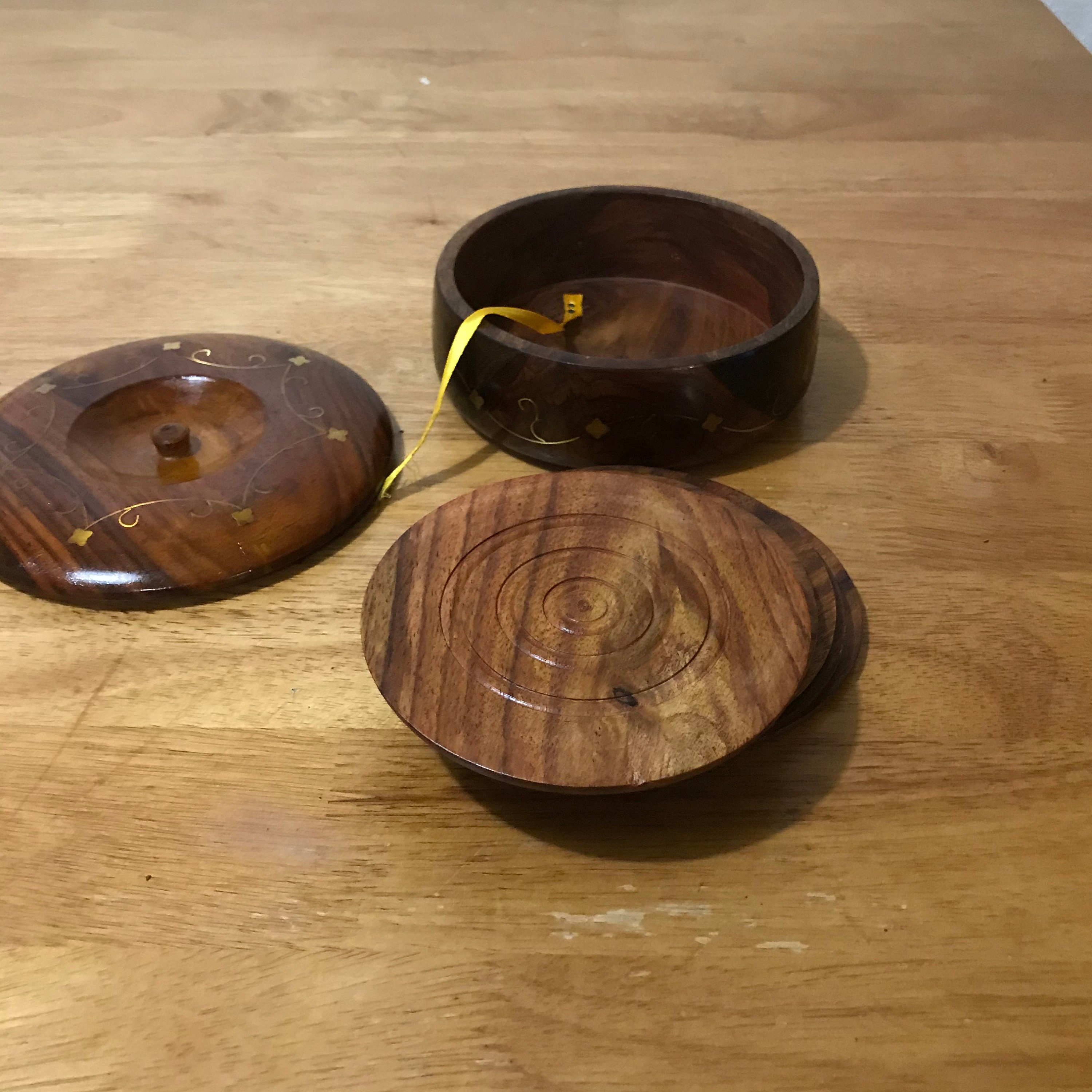 Carved Coasters Brass Inlay Coaster Set Eastern Wedding | Etsy