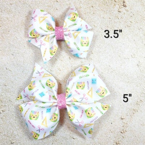 School Bow, Pastel Rainbow Clip, Pink Pencil, Crayon Bow, Back to ...