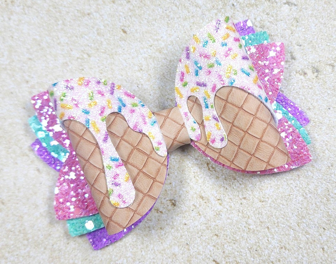 Ice Cream Hair Bow: Sprinkled Drip, Birthday Party Clip - Etsy