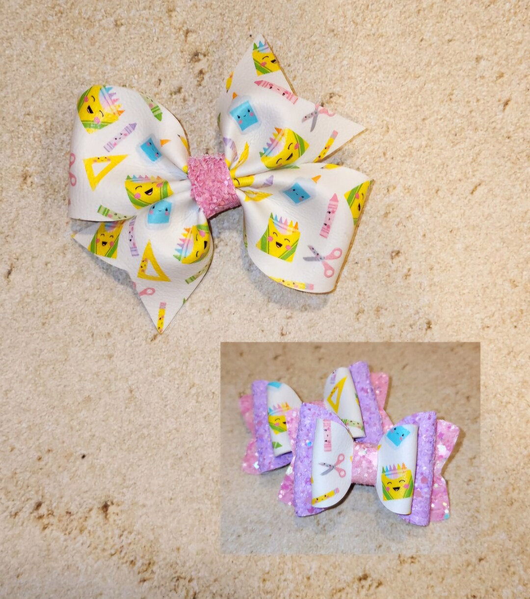 School Bow, Pastel Rainbow Clip, Pink Pencil, Crayon Bow, Back to ...