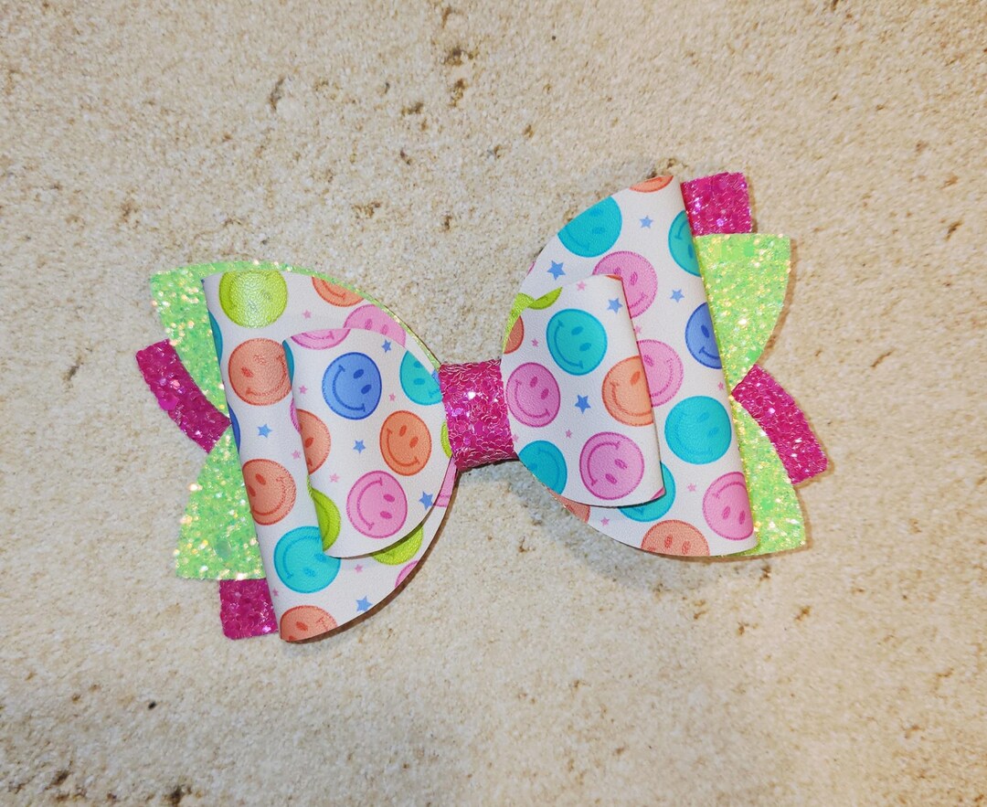 Smiley Face Bow, Groovy Bow, Two Groovy Birthday, Groovy One Bow, Retro ...