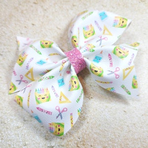 School Bow, Pastel Rainbow Clip, Pink Pencil, Crayon Bow, Back to ...