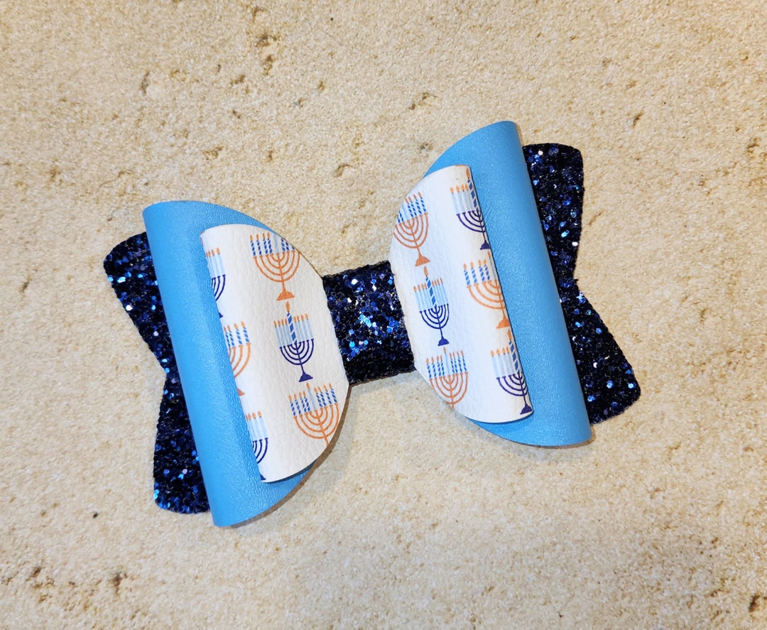 Happy Hanukkah Bow, Menorah Bow, Hanukkah Gift Girl, Baby Bow on Nylon ...