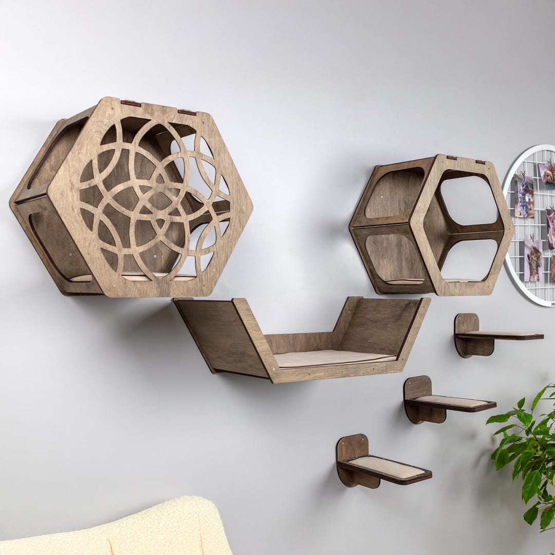 Cat Wall Furniture Hexagon Cat Shelves Wall Mounted Cat Bed Cat ...