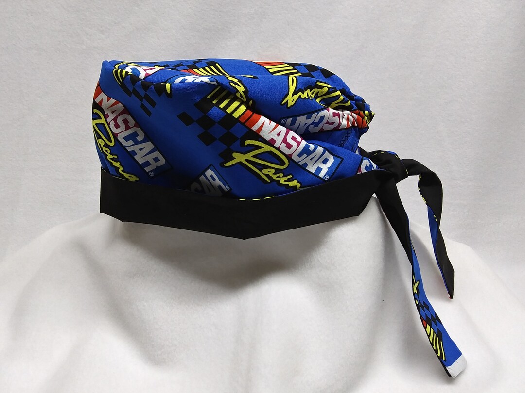 Surgical Scrub Cap Made From Licensed NASCAR Fabric (blue With Black ...