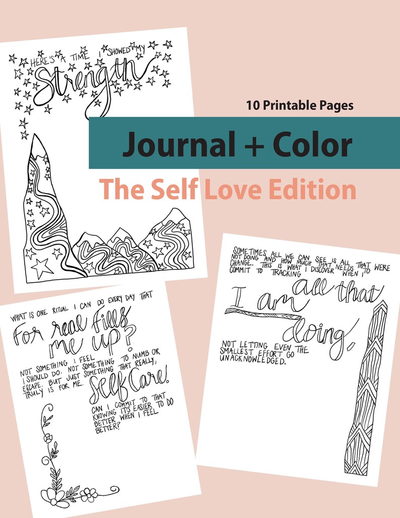10 Coloring Journal Pages for Self Love, Download and Print - Etsy