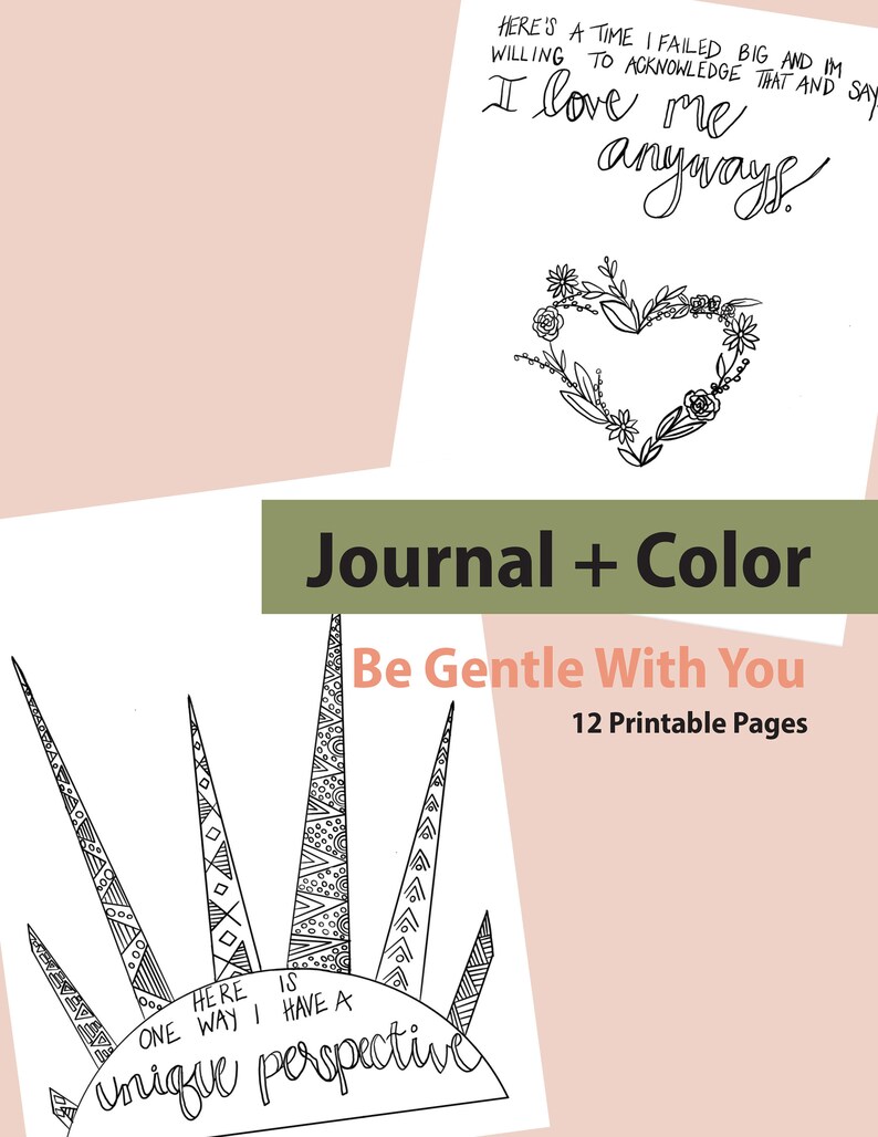 12 Coloring Journal Pages for Being Gentle With You, Download and Print ...